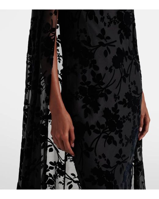 Rodarte Caped Floral Velvet Devore Gown in Black | Lyst UK