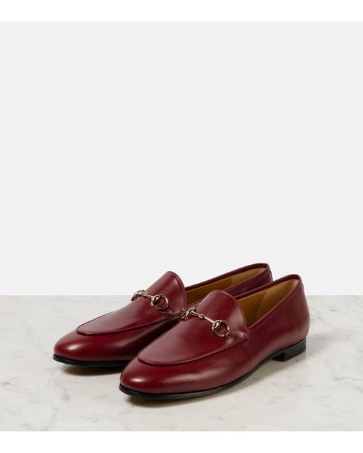 Gucci Leather Loafers in Red | Lyst