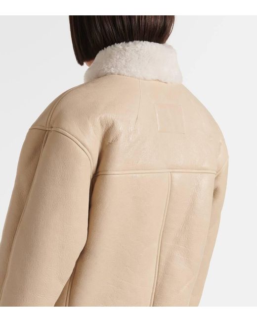 Isabel Marant Shearling-Trimmed Leather Biker Jacket in Natural | Lyst