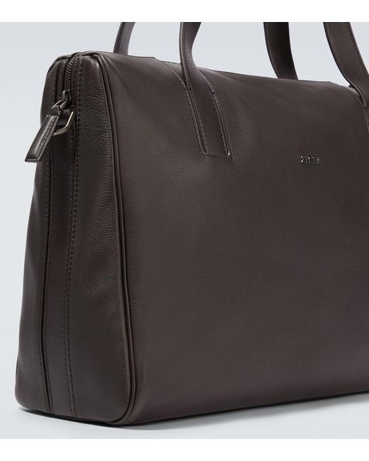 ZEGNA Leather Briefcase in Black for Men | Lyst
