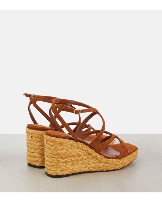 Jimmy Choo Ayla Suede Espadrille Wedges in Brown | Lyst