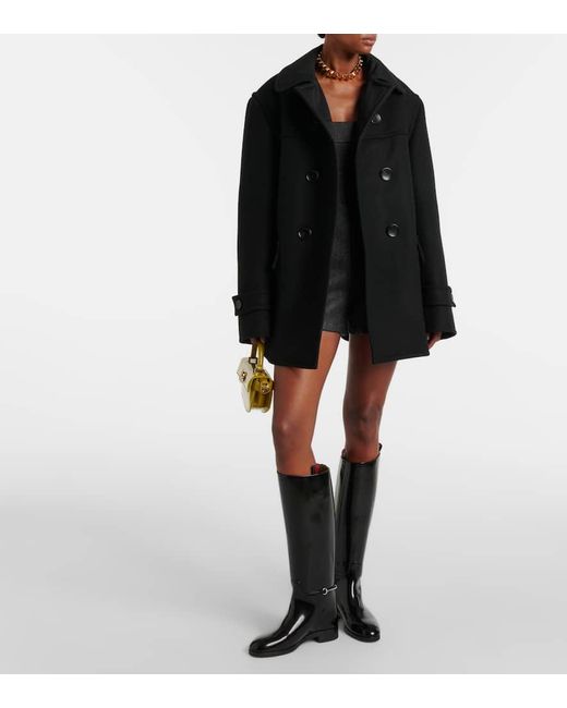 Gucci Polished Leather Knee-High Boots in Black | Lyst