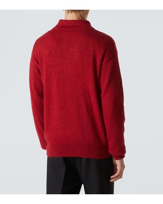 The Row Gere Silk And Mohair Tweed Polo Sweater in Red for Men | Lyst