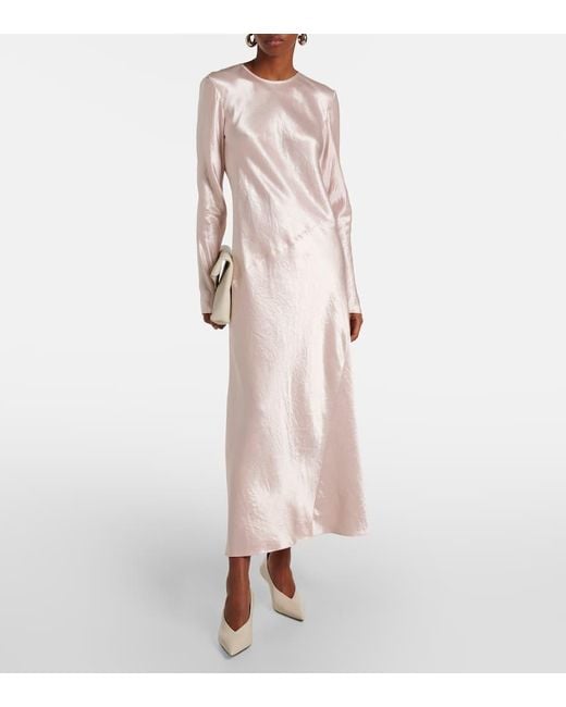 Max Mara Elogio Satin Maxi Dress in Natural | Lyst