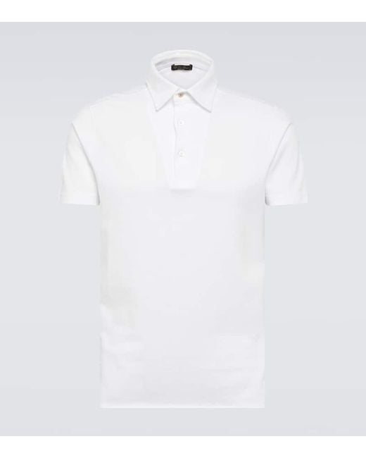 Loro Piana Cotton Pique Polo Shirt in White for Men | Lyst