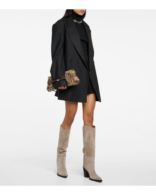 Jimmy Choo Cece 80 Suede Knee-high Boots in Natural | Lyst