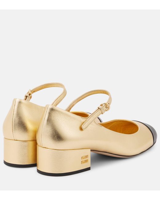 Miu Miu Metallic Leather Mary Jane Pumps | Lyst UK