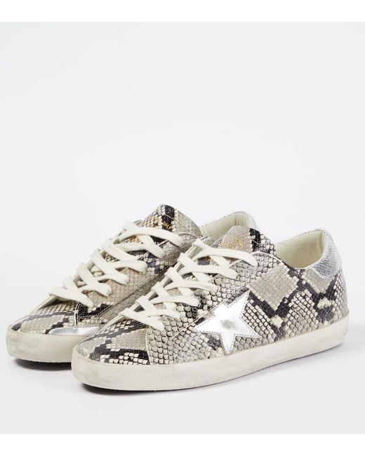 Golden Goose Super-Star Snake-Effect Leather Sneakers in Metallic | Lyst