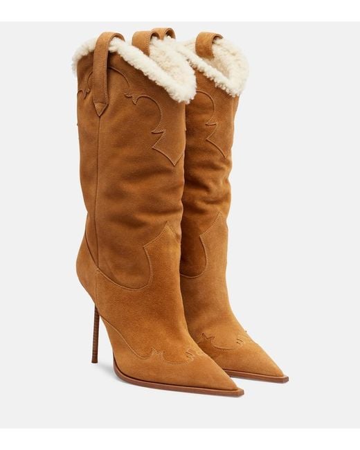 Paris Texas Lidia 105 Suede Cowboy Boots in Brown | Lyst UK