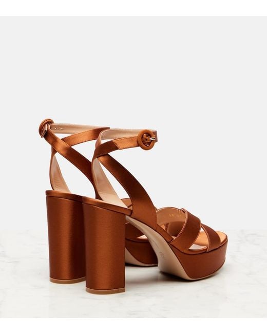 Gianvito Rossi Sabrina Satin Crepe Platform Sandals in Brown | Lyst