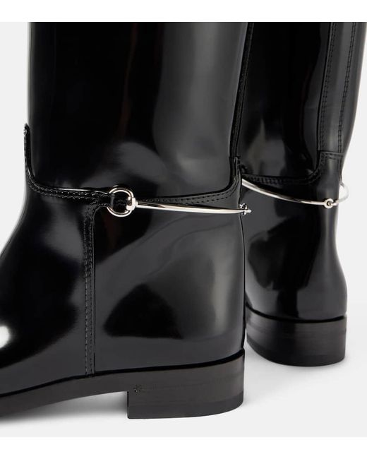 Gucci Polished Leather Knee-High Boots in Black | Lyst