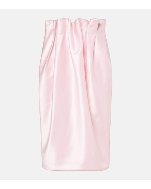 Simone Rocha Draped Satin Midi Skirt in Pink | Lyst