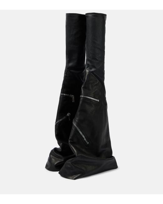 Rick Owens Cargoflares Leather Knee-High Boots in Black | Lyst