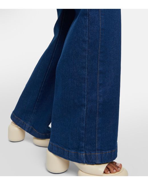 Frame Sailor Snap Wide Leg High Rise Jeans In Blue Lyst
