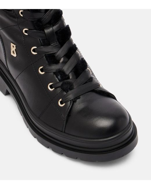 Bogner St Moritz Leather Lace-Up Boots in Black | Lyst UK