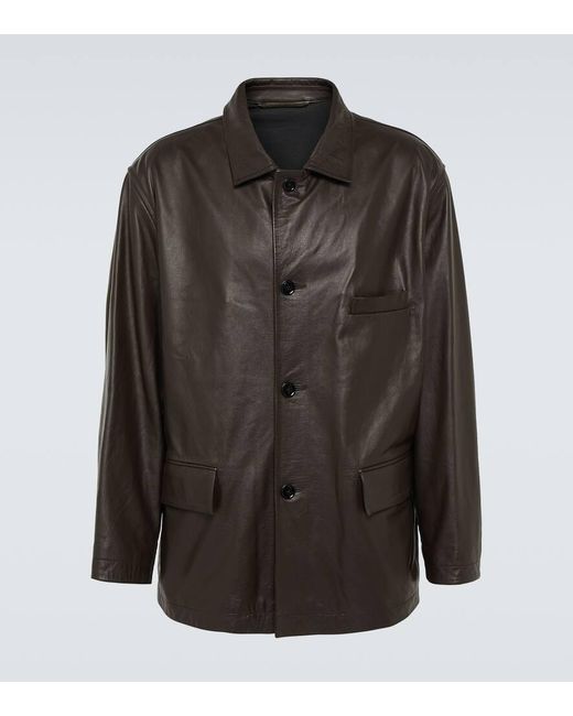 Lemaire Oversized Leather Jacket in Black for Men | Lyst