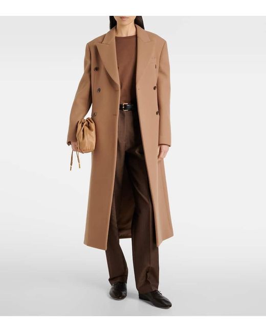 The Row Duras Wool Coat in Natural | Lyst