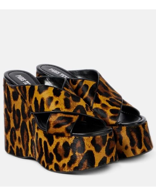 Paris Texas Mara 135 Leopard-Print Platform Sandals in Brown | Lyst
