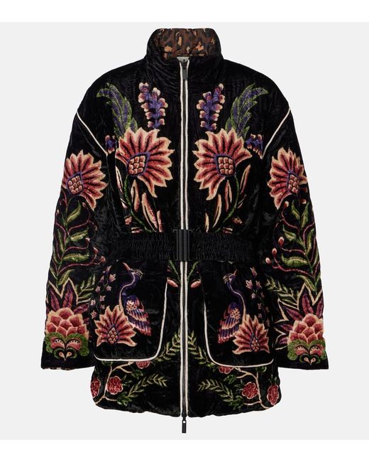 FARM Rio Marvelous Garden Belted Reversible Puffer Jacket in Black | Lyst