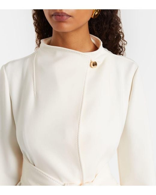 Max Mara Talamo Belted Jersey Jacket in White | Lyst UK