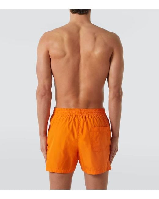 Gucci Logo Poplin Swim Trunks in Orange for Men | Lyst