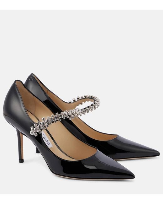 Jimmy Choo Bing 85 Embellished Patent Leather Pumps in Black | Lyst