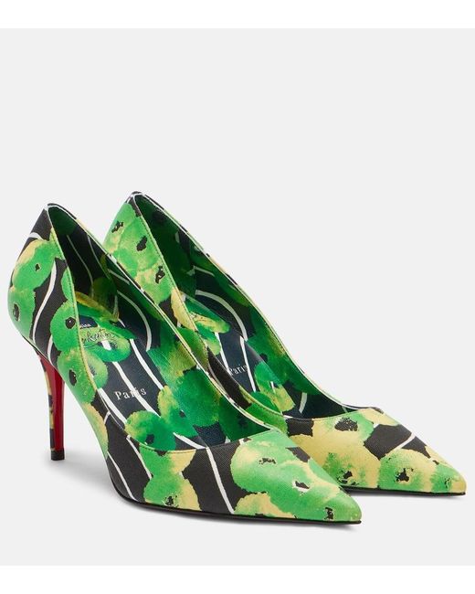 Christian Louboutin Miss Z 80 Printed Satin Pumps in Green | Lyst UK