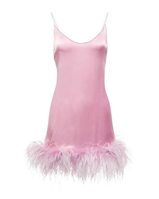 Oséree Plumage Feather Trimmed Minidress In Pink Lyst