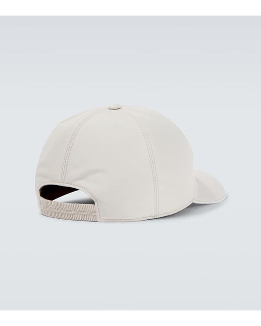 ZEGNA Logo Leather-Trimmed Baseball Cap in White for Men | Lyst