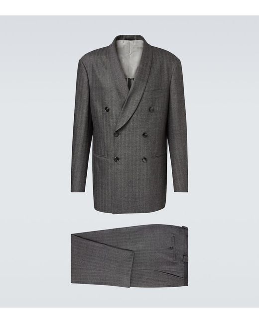 Giorgio Armani Chevron Wool And Cashmere-Blend Suit in Gray for Men | Lyst