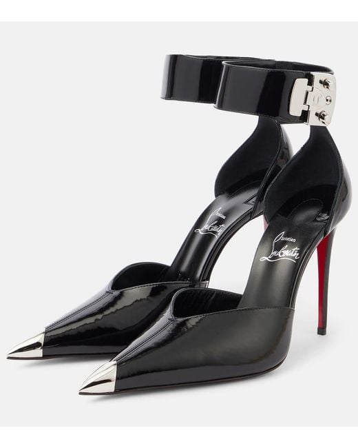 Christian Louboutin Lock Me Up 100 Embellished Leather Pumps in Black ...