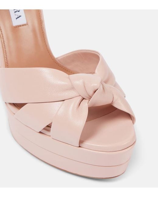 Aquazzura Nina 130 Leather Platform Sandals in Pink | Lyst