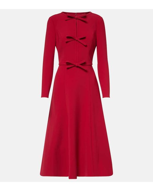 Carolina Herrera Bow-Detail Crepe Midi Dress in Red | Lyst