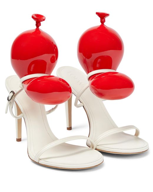 Loewe Balloon Leather Sandals in Red | Lyst