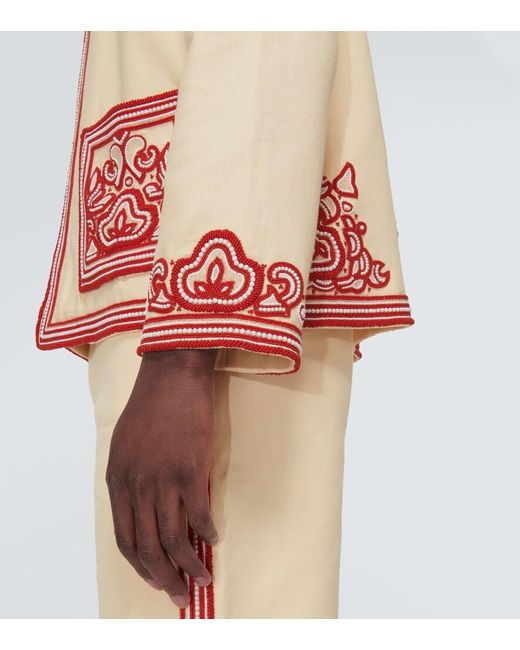 Bode Flora Beaded Cotton Jacket in Red for Men | Lyst