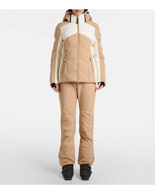 Bogner Delina Colorblocked Ski Jacket in Natural | Lyst