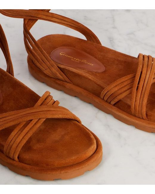 Gianvito Rossi Lianne Suede Sandals in Brown | Lyst