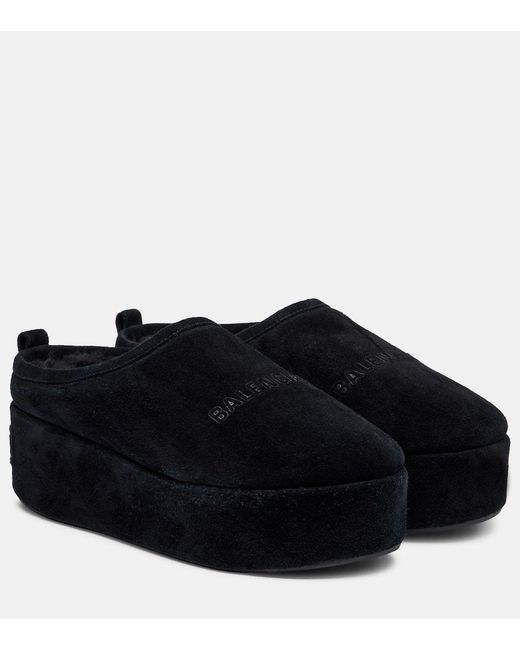 Balenciaga Alaska Suede Platform Mules in Black | Lyst
