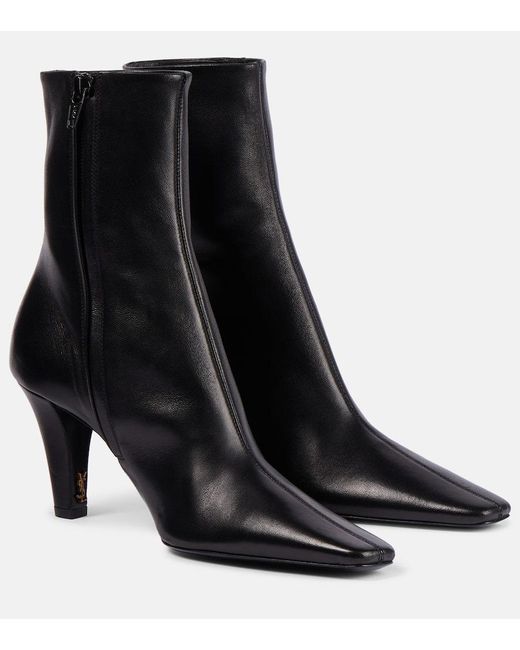 Saint Laurent Jill 75 Leather Ankle Boots in Black | Lyst Saint Laurent Jill 75 Leather Ankle Boots in Black | Lyst