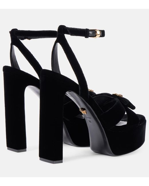 Versace Medusa Velvet Platform Sandals in Black | Lyst
