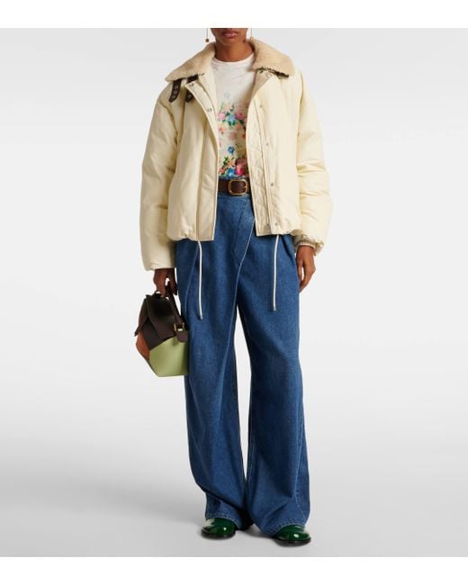 Loewe Shearling-Trimmed Cotton-Blend Puffer Jacket in Natural | Lyst UK