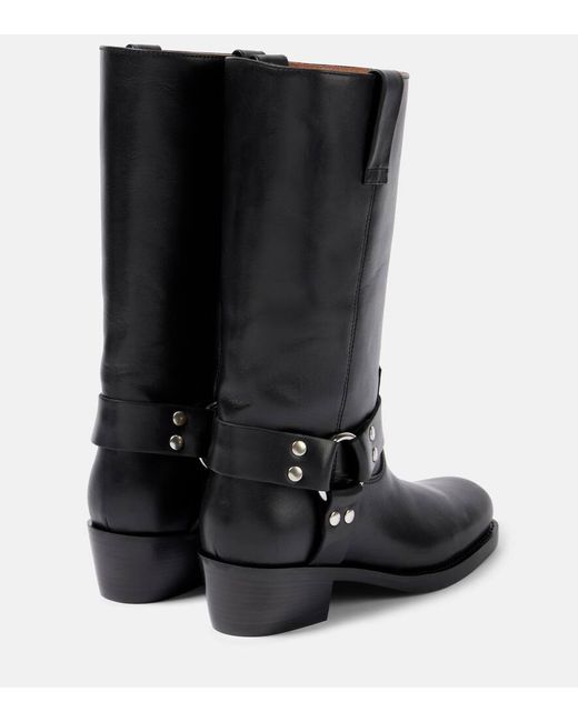 Paris Texas Roxy Leather Biker Boots in Black | Lyst
