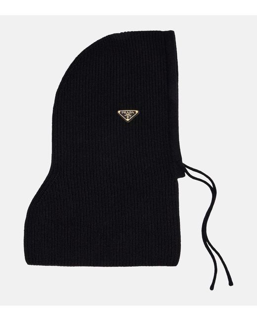 Prada Ribbed-Knit Wool And Cashmere Ski Mask in Black | Lyst