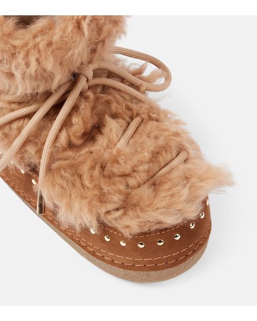 Inuikii Long Curly Shearling And Suede Snow Boots in Brown | Lyst