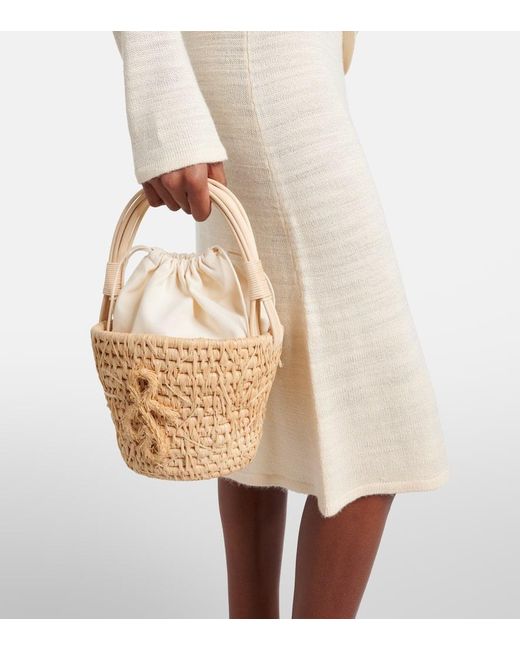 Ruslan Baginskiy Hay Rattan-Trimmed Straw Basket Bag in Metallic | Lyst
