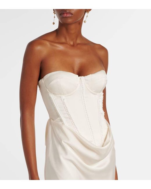 ROTATE BIRGER CHRISTENSEN Bridal Embellished Satin Corset Dress in White | Lyst