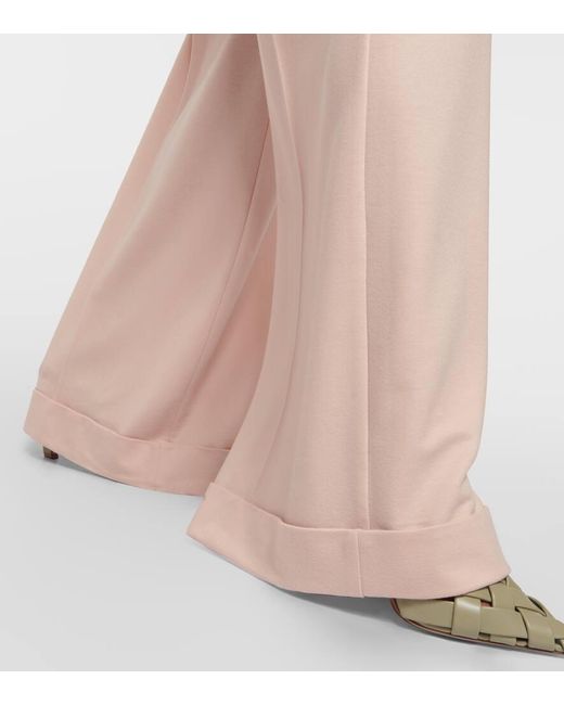 Max Mara Faraday Wool Jersey Wide-Leg Pants in Pink | Lyst UK