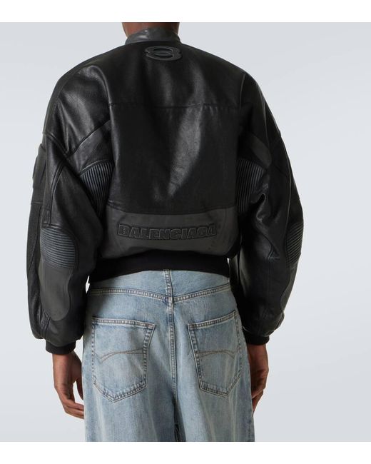 Balenciaga Round Leather Biker Jacket in Black for Men | Lyst
