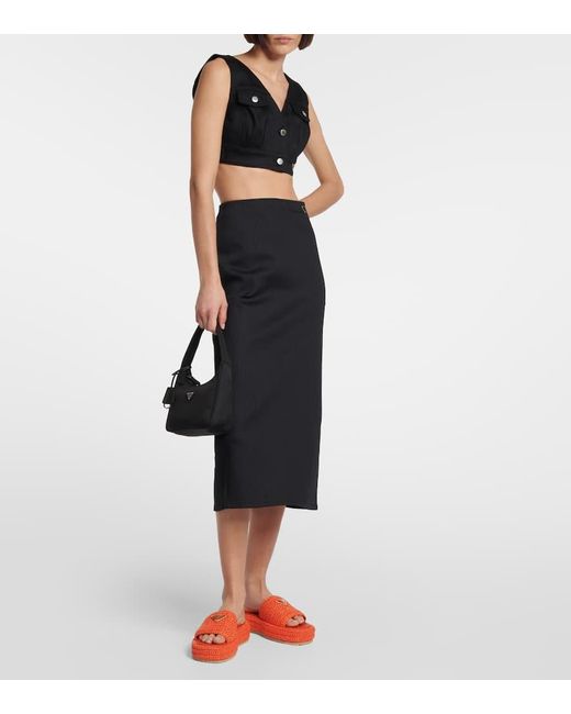 Prada Logo Raffia Platform Slides in Orange | Lyst