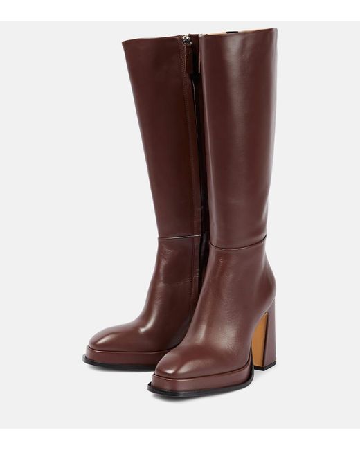 Souliers Martinez Begonia Leather Knee-High Boots in Brown | Lyst